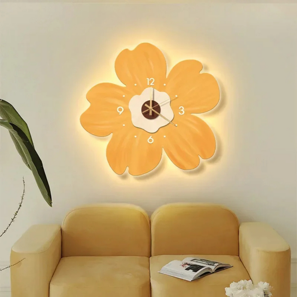 LumeBloom Backlit Wall Clock – Silent, Glowing Floral Timepiece – The ...