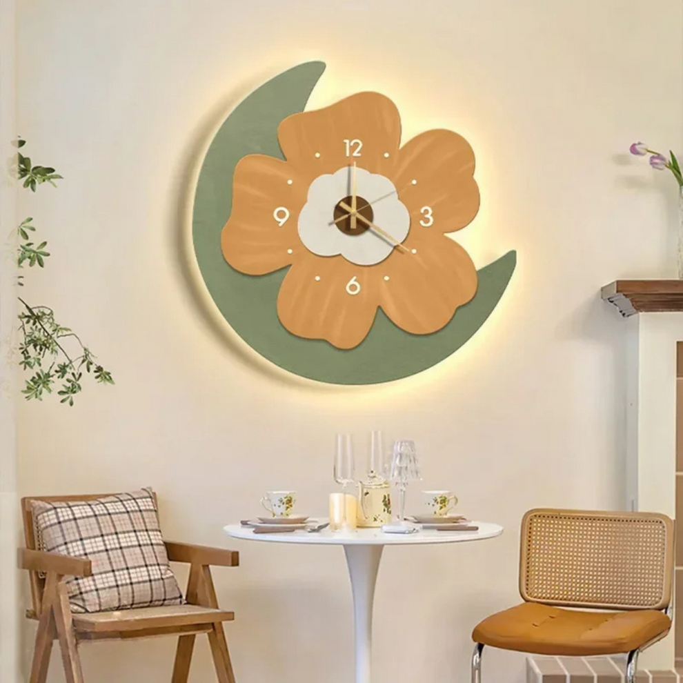 LumeBloom Backlit Wall Clock – Silent, Glowing Floral Timepiece – The ...