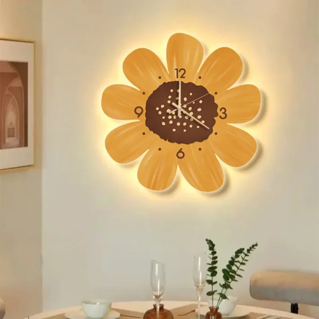 LumeBloom Backlit Wall Clock – Silent, Glowing Floral Timepiece – The ...