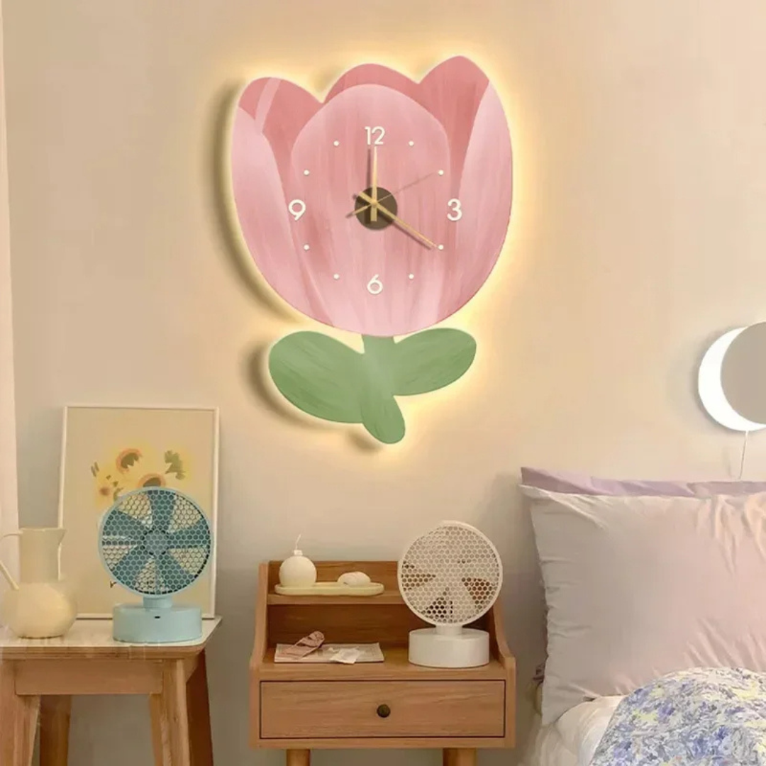 LumeBloom Backlit Wall Clock – Silent, Glowing Floral Timepiece – The ...